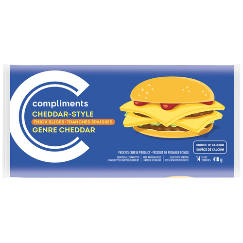 Cheddar Style Thick Cheese Slices 410 g | Compliments.ca
