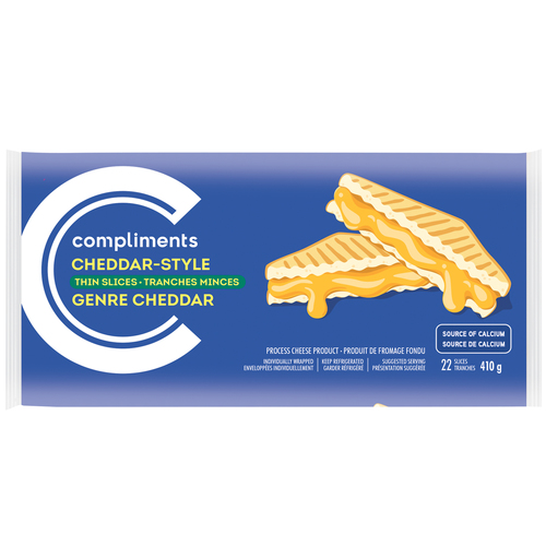 Cheddar Style Thin Cheese Slices 410 g | Compliments.ca