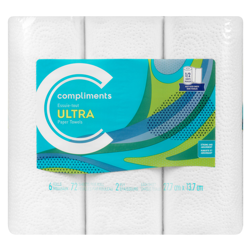 Paper Towels Ultra 72 Sheets 2 Ply 6 Rolls | Compliments.ca